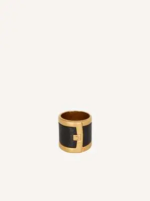Balmain Anthem Ring In Brass And Resin - Black
