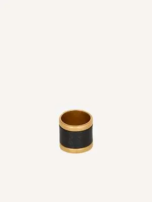 Balmain Anthem Ring In Brass And Resin - Black