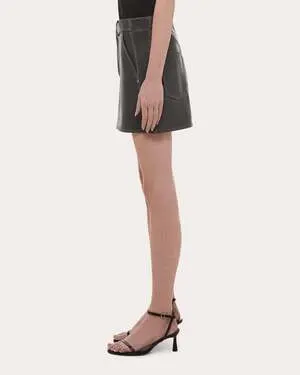 Helmut Lang Distressed Leather Moto Mini Skirt