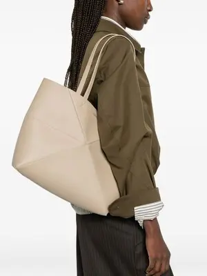 Loewe Puzzle Fold Leather Tote - Grey