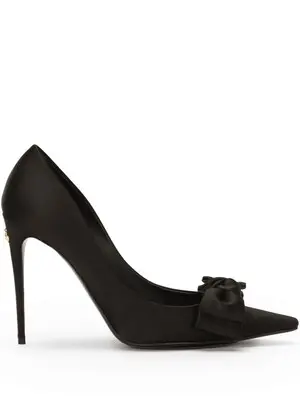 Dolce & Gabbana Satin Pumps With Gold-tone Logo Plaque