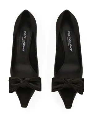 Dolce & Gabbana Satin Pumps With Gold-tone Logo Plaque