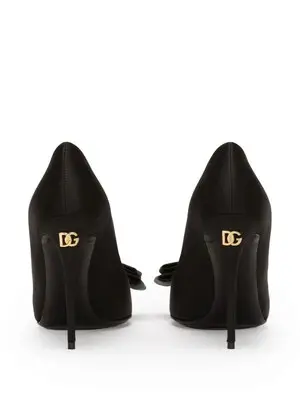Dolce & Gabbana Satin Pumps With Gold-tone Logo Plaque