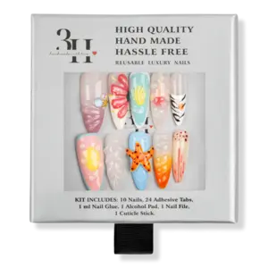 3H NAILS Sunset Shoreline Handmade Press-on Nails - One-color