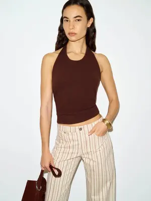 REFORMATION Cashmere Halter Tank Top - Brown