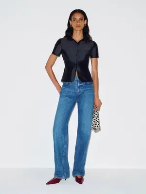 REFORMATION Reformation Haley-Kate Short-Sleeved Collared Top