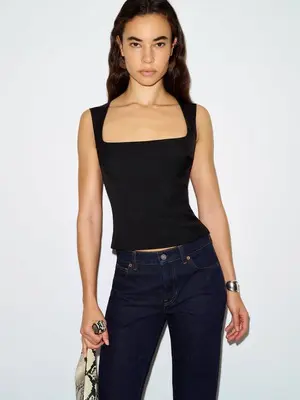 Straight Neckline Knit Tops