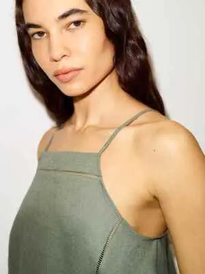 REFORMATION Dario Linen Top - Green