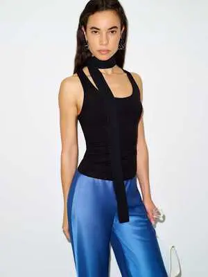 REFORMATION Knit Top With Scarf - Black