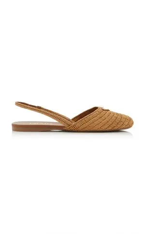 Prada Raffia Slingback Ballet Flats - Brown
