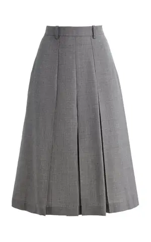 Marie Adam-Leenaerdt Pleated A-line Midi Skirt - Grey
