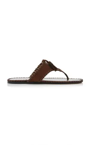 Prada Suede Thong Sandals - Brown