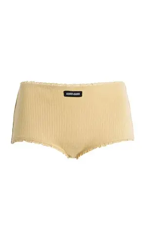Miu Miu Pointelle-knit Cotton Briefs - Yellow
