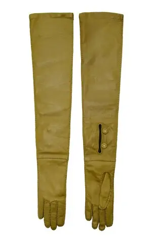 Prada Long Leather Gloves - Green