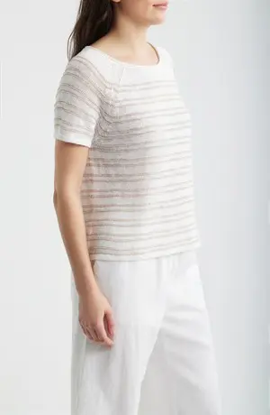 Eileen Fisher Open Stitch Organic Linen Blend Sweater