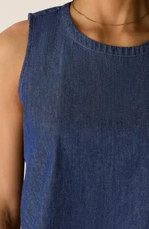 Eileen Fisher Organic Cotton Sleeveless Shell - Dark Indigo