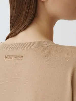 Fabiana Filippi Crew Neck Pullover In Cotton And Silk Blend - Beige