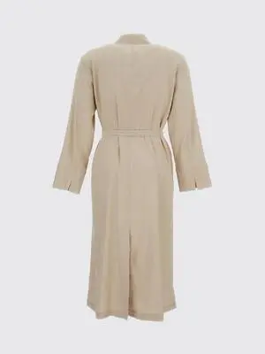 Max Mara Linen Blend Midi Shirt Dress With Belt - Beige
