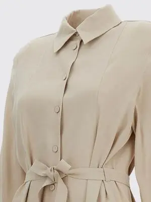 Max Mara Linen Blend Midi Shirt Dress With Belt - Beige