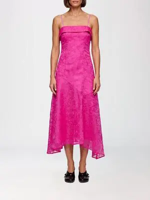 GANNI Embellished Midi Dress - Raspberry