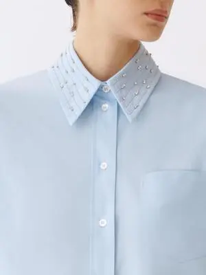 Fabiana Filippi Cotton Shirt With Embellished Collar