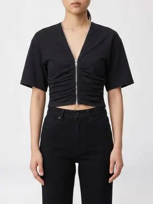 Alexander Wang Cropped Cotton Top With Zip Closure