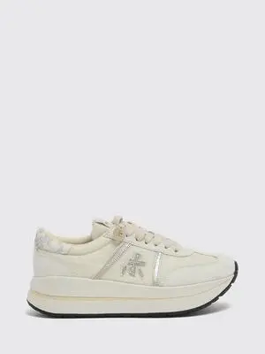 Premiata Bethcoin Suede And Mesh Sneakers - Ivory