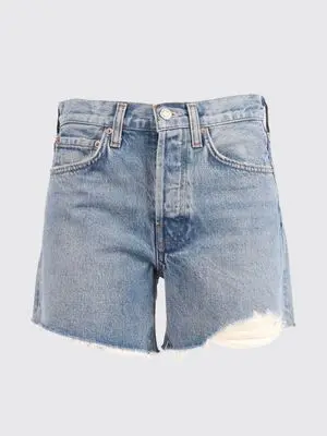 AGOLDE Shorts With Distressed Details - Denim