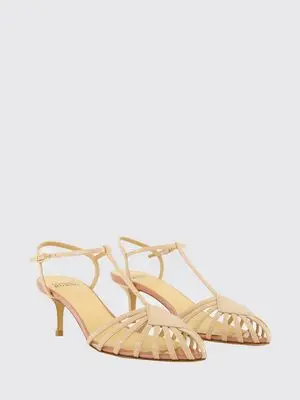 FRANCESCO RUSSO Patent Leather Sandals With Stiletto Heel - Beige