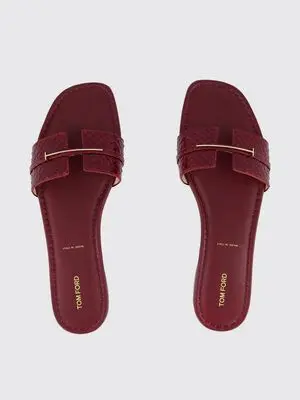 TOM FORD Python Print Leather Mules - Ruby