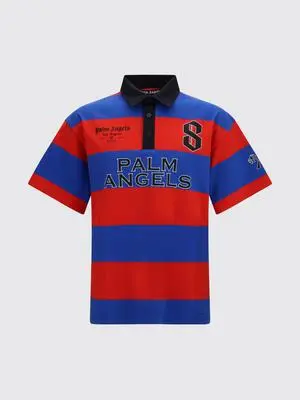 Palm Angels Striped Cotton Polo Shirt With Logo
