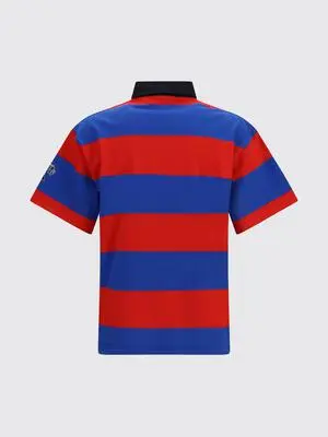 Palm Angels Striped Cotton Polo Shirt With Logo