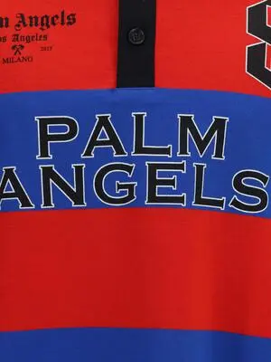 Palm Angels Striped Cotton Polo Shirt With Logo