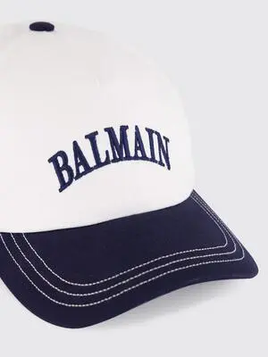 Balmain Embroidered Logo Cotton Twill Baseball Cap - White