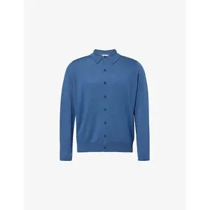 John Smedley Tibor Long-sleeve Merino-wool Polo Shirt - Teal Firth