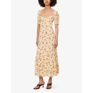 REFORMATION Gloria Floral Print Midi Dress - Wistful