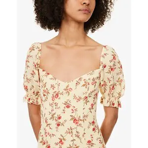 REFORMATION Gloria Floral Print Midi Dress - Wistful