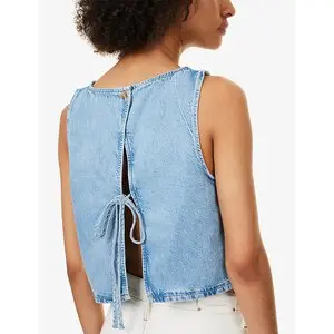 Paige Zola Cotton-blend Denim Cropped Top