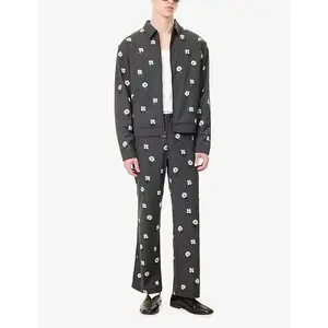 HONOR THE GIFT Flower-beaded Pinstripe Cotton Trousers