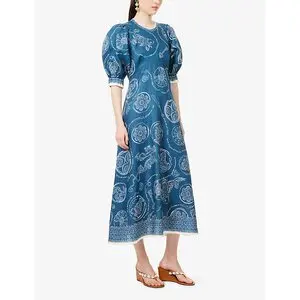 ALEMAIS Short-sleeve Linen Midi Dress