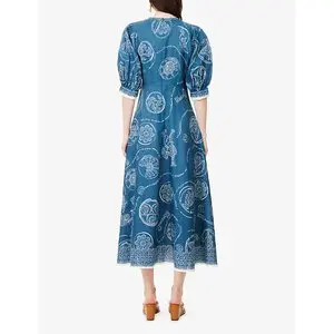 ALEMAIS Short-sleeve Linen Midi Dress