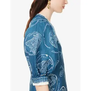 ALEMAIS Short-sleeve Linen Midi Dress