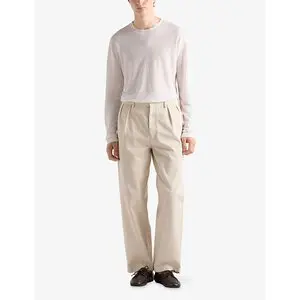 Prada Wide-leg Cotton Trousers - Neutral