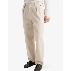 Prada Wide-leg Cotton Trousers - Neutral