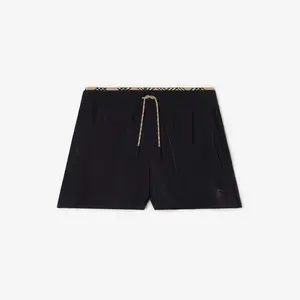 Burberry Stretch Nylon Shorts With Archive Check Taping - Black