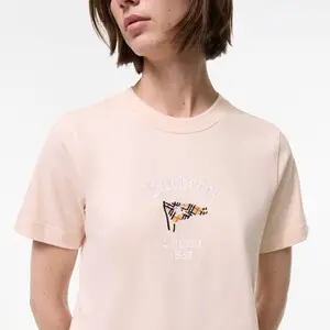 Burberry Check Flag Cotton T-shirt - Compact Pink
