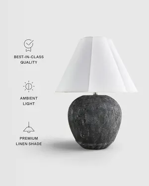 Quince Rustic Cement Table Lamp With Fluted Shade