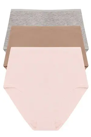 Natori Bliss Bare Cotton High Waist Brief 3-Pack Grey