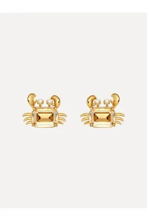Oscar De La Renta Crystal Crab Earrings - Red