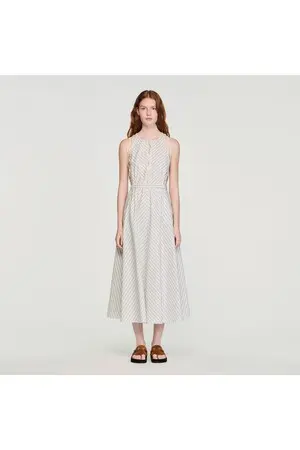 Sandro Striped Cotton Midi Dress